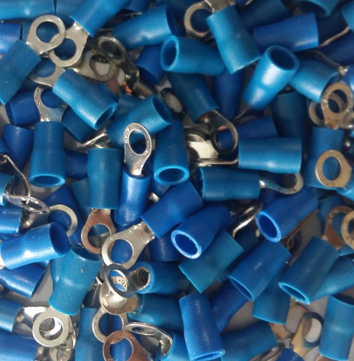 2.5mm O-type Blue Insulated Thimble/ Cable Lug (4mm hole) Pack of 100 Pcs