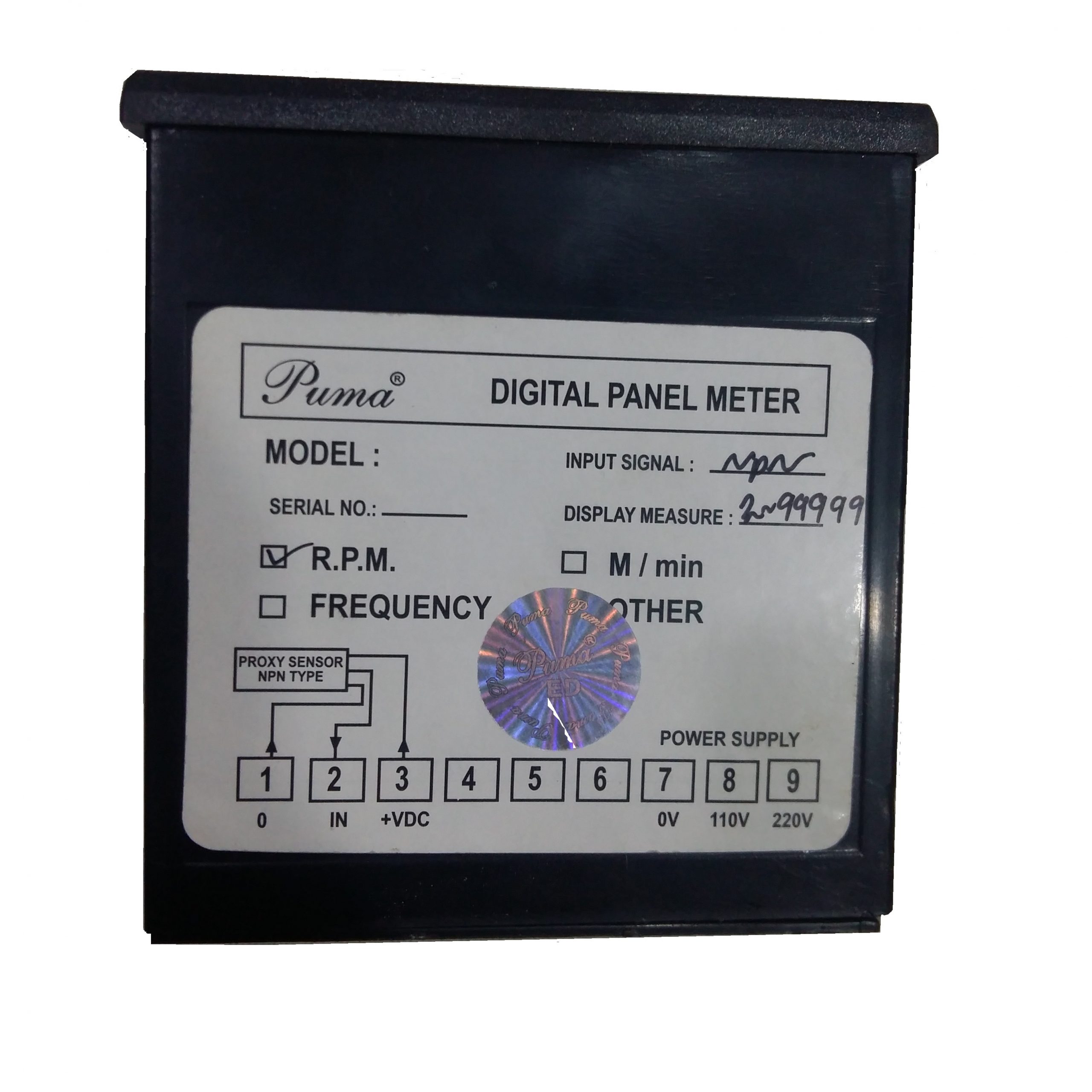 PUMA Digital RPM Meter NPN (96*48) Tachometer > Automation & Controls