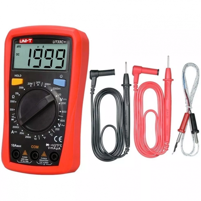 UNI-T UT33C+ Digital Multimeter Handheld AC/DC Volt, Ohm, Temperature ...