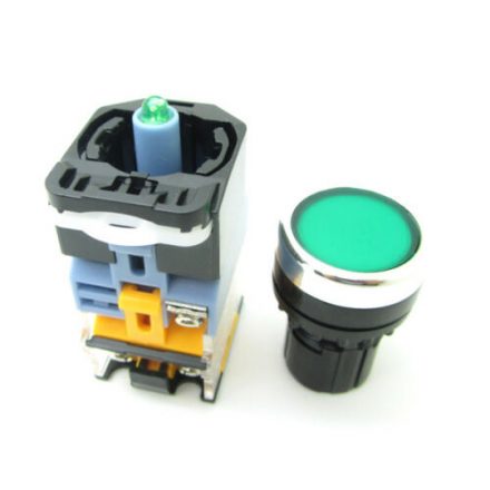 LED Light Push Button Switch (LA38/203) 22mm Green > Automation & Controls