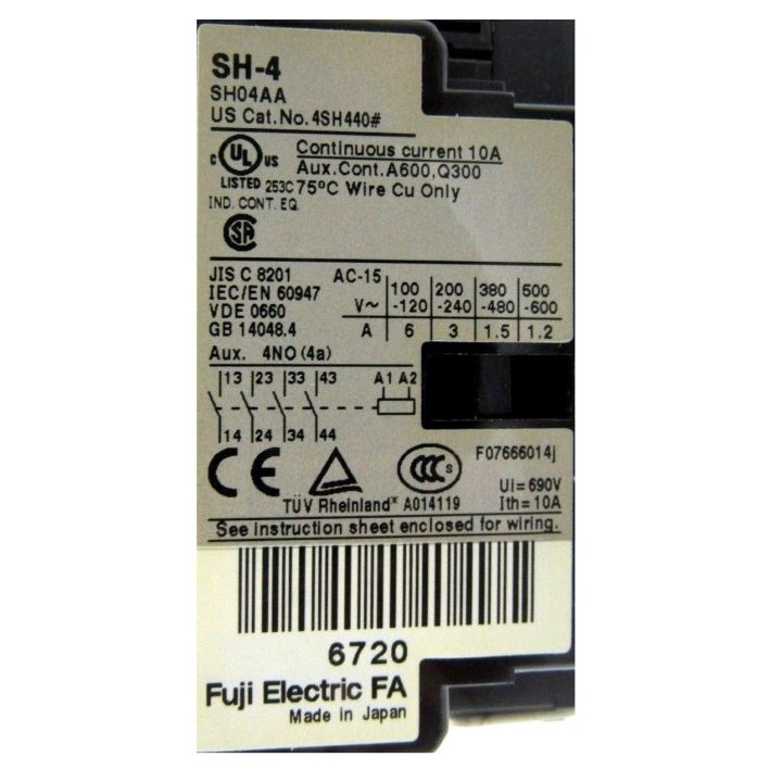 Fuji (SH-4) Auxiliary Contactor 2NO+2NC (10 Amp)