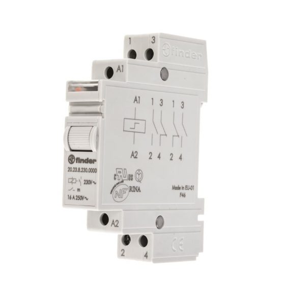Finder (20.23) 16 Amp Latching (Step) Relay 230VAC (1NO+1NC)
